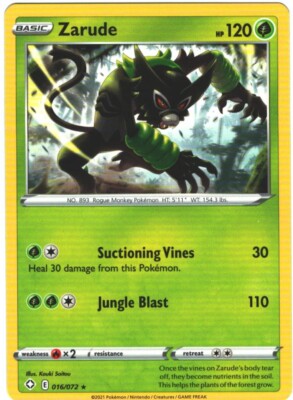 Zarude 16/72 Shining Fates Regular Rare Pokemon Card TCG Pokémon | eBay
