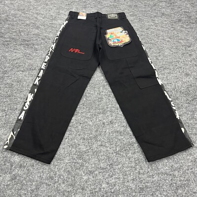 Vintage Ice Pole Jeans Mens 31x30 Black Denim Baggy Wide Leg Skater Y2K ...