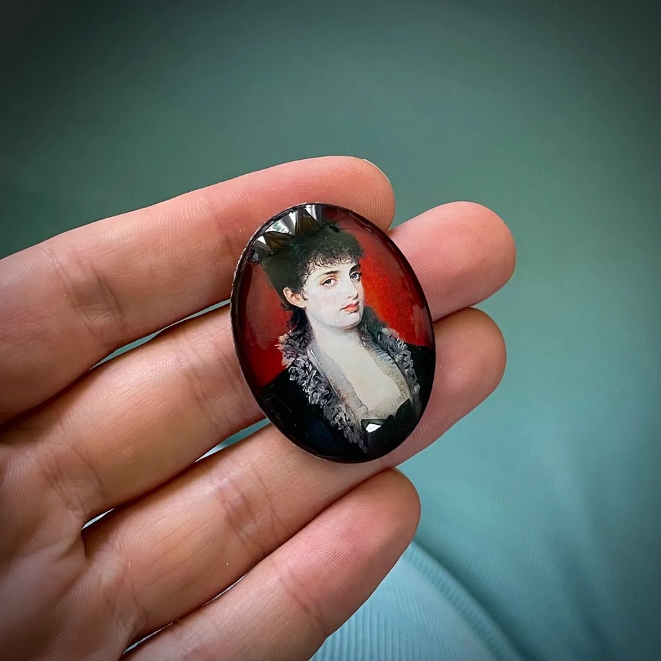 Glass Cabochon Gothic Vampire Woman Jewelry Supplies Vintage Victorian ...