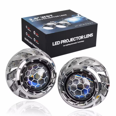3.0'' Honeycomb Bi Led Projector Lens Silver RGB Shrouds Retrofit Kit ...