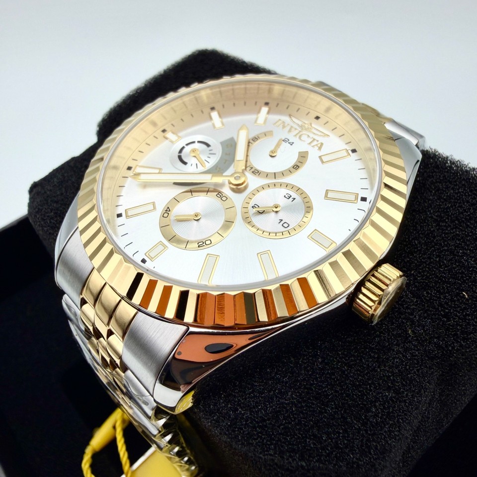 NEW Men's INVICTA Day-Date Gold Platinum Fluted Jubilee Stainless Steel ...