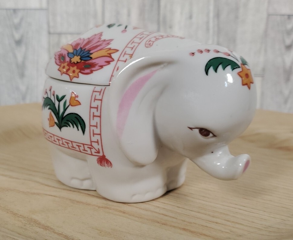 Elephant Trinket Box Ceramic Prestige MCML XXXI Removable Lid Made in Taiwan | eBay