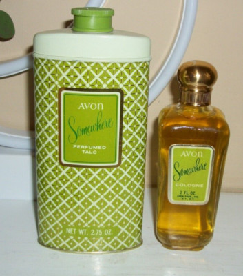 Vintage Avon Somewhere 2 fl oz Cologne Splash & 2.75 oz Perfumed Talc ...