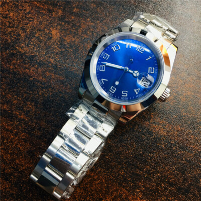 40mm sterile blue Dial Silver case luminous Sapphire crystal Automatic ...