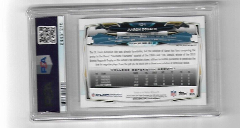 2014 Topps #424 Aaron Donald Rookie RC PSA 9 Los Angeles Rams Pitt SB ...