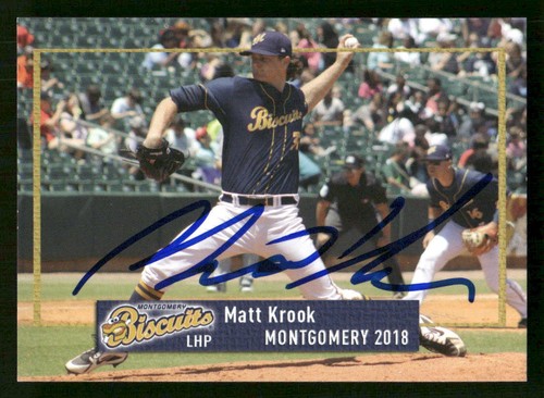 2018 Grandstand Montgomery Biscuits Matt Krook IP Auto Signed #14 Card ...