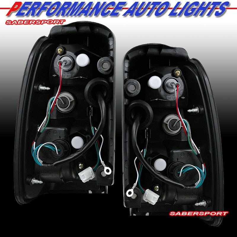 Black Headlights + Clear Bumper + Red LED Taillights for 96-98 Toyota ...