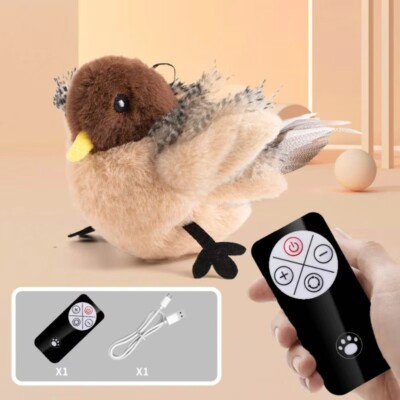 Flying Bird Flapping Wings Sparrow toy Remote Control Pet Toy | eBay ...