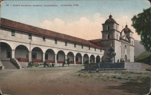 Santa Barbara Mission,California. Founded 1786.,CA Mitchell Vintage ...