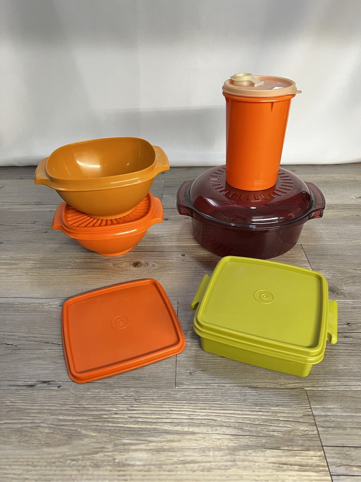 Vintage Tupperware Lot Of 10 Pieces 1970's Harvest Colors + Cranberry ...