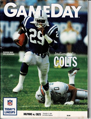 1989 November 5 GAMEDAY Magazine Dolphins/Colts Joe Robbie Stad w/Eric ...