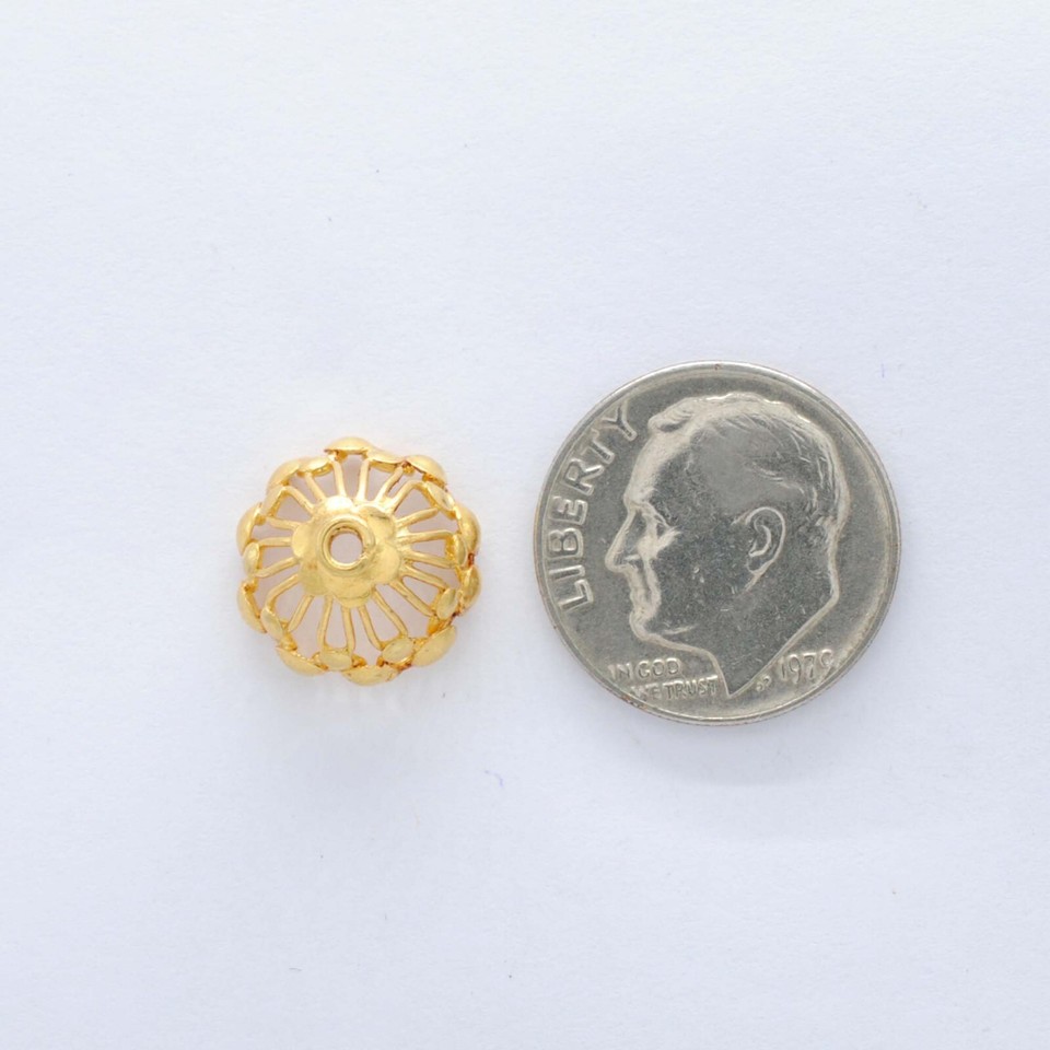 18k Yellow Gold Fancy Spacer Cap Bead Finding for Customized Jewelry ...