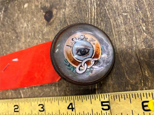 Vtg Glass IOOF Button Badge Emblem Fraternal Independent order Antique ...