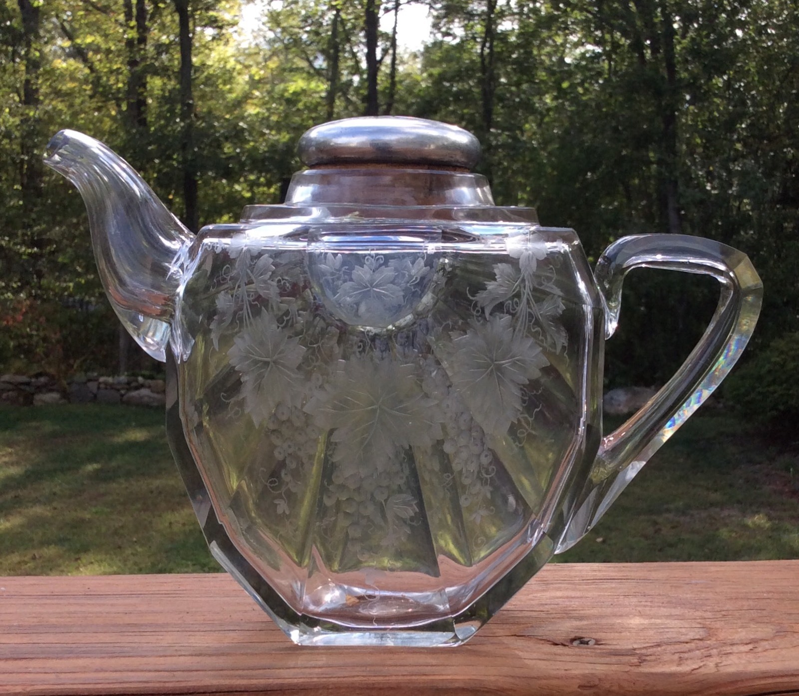 Rare Cut Glass Etched Teapot | eBay