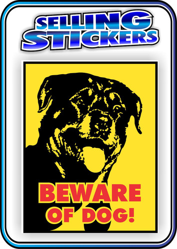 BEWARE OF DOG VINYL STICKER WARNING DOG BACKYARD CAR WINDOW ROTTWEILER ...