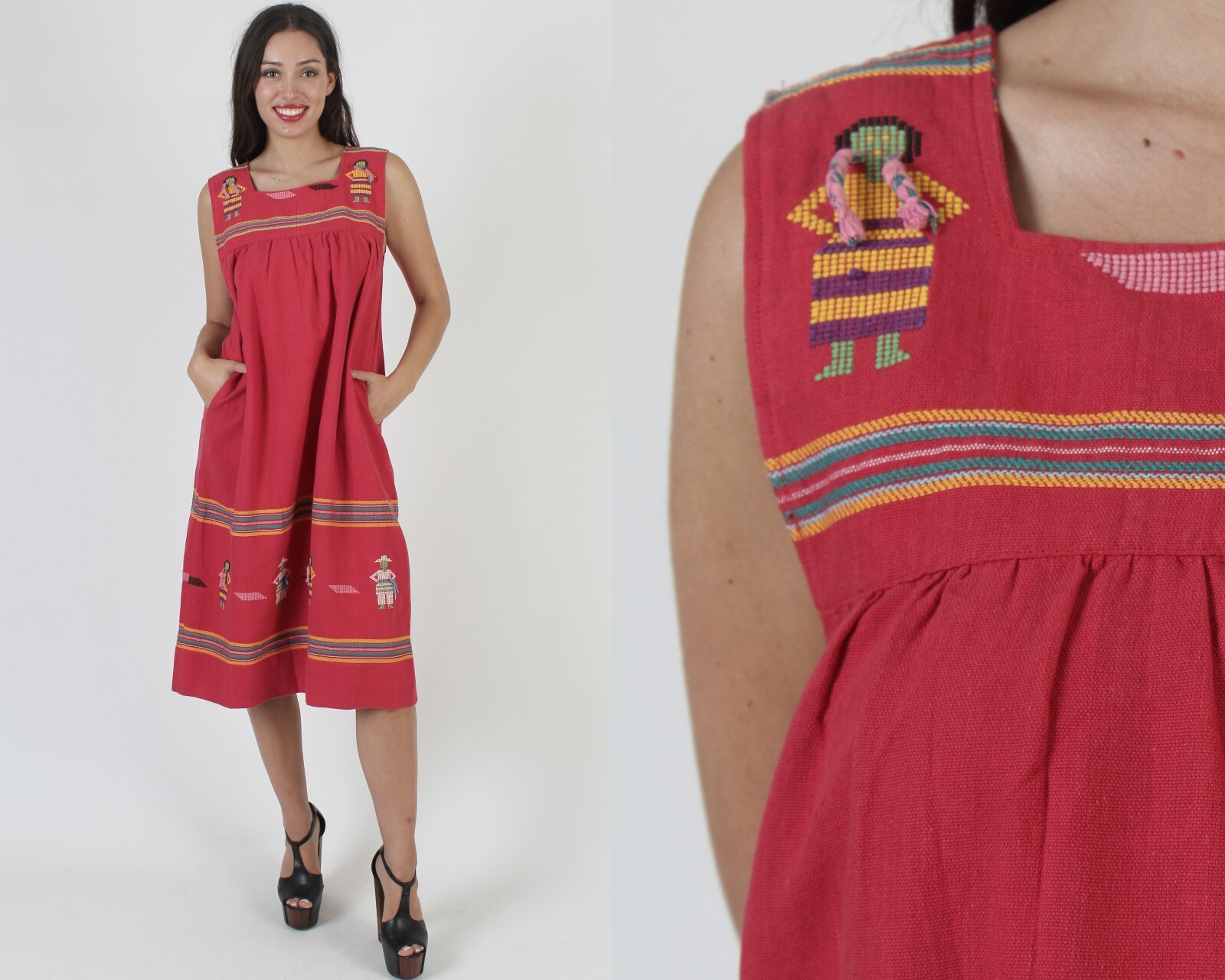 Authentic Embroidered Villager Print Guatemalan Tank … - Gem