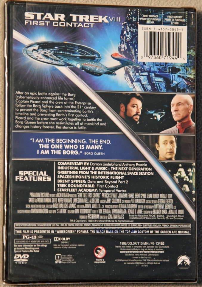 NEW- Star Trek VIII First Contact DVD Patrick Stewart & Jonathan Frakes ...