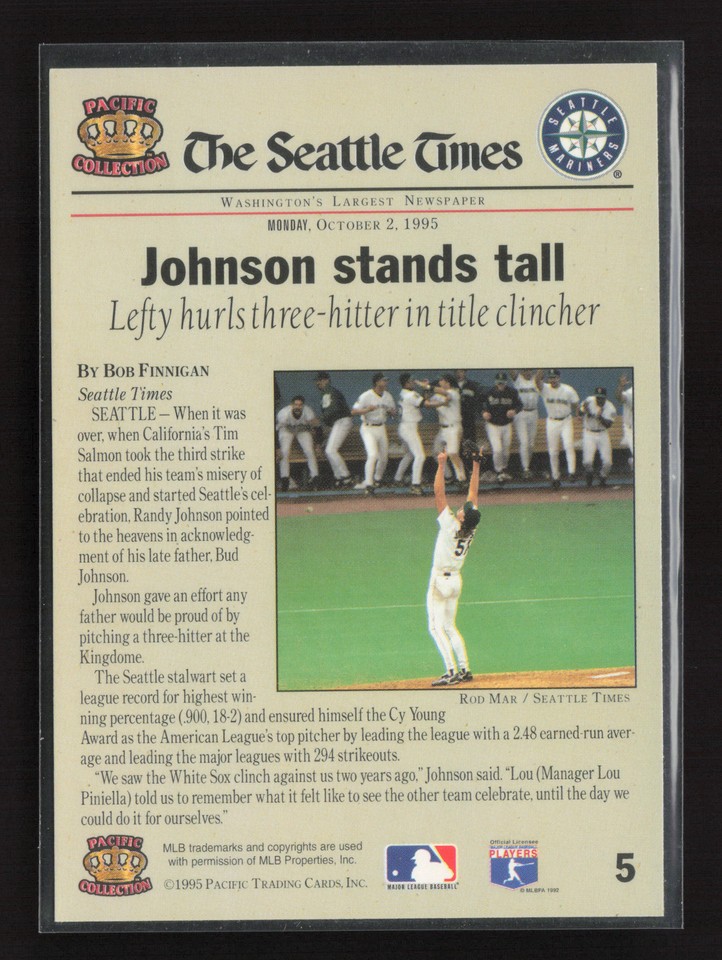 1995 Pacific Seattle Mariners #5 Randy Johnson Seattle Mariners | eBay