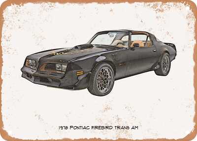 Classic Car Art - 1978 Pontiac Trans Am Pencil Sketch - Rusty Metal ...