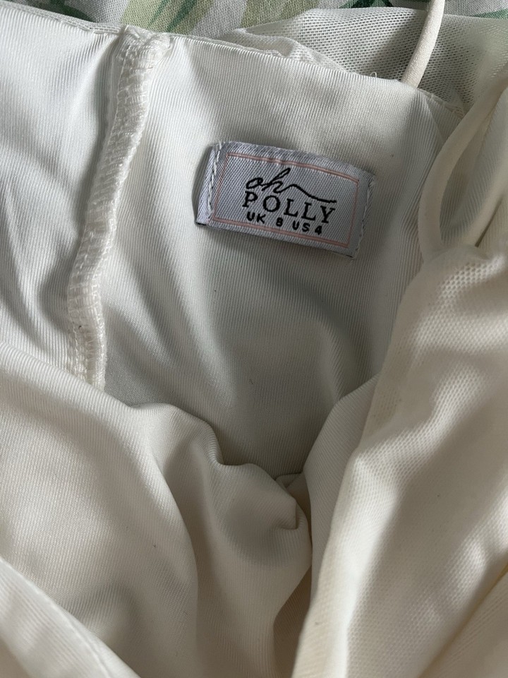 Oh Polly White Ruched Figure Hugging Mini Dress Size 8 | eBay UK