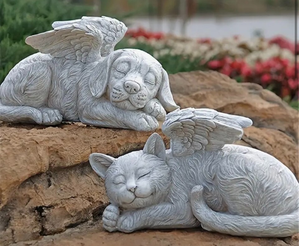 Pet Memorial Resin Winged Dog or Winged Cat Memorial Statue for your ...