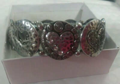 Heartstrings Stretch Bracelet (Silver) | eBay