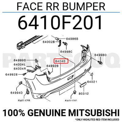 6410F201 Genuine Mitsubishi FACE RR BUMPER | eBay