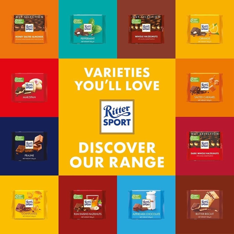 Ritter Sport Coconut Milk Chocolate Bar, 100G, Chocolate Sharing Bar ...