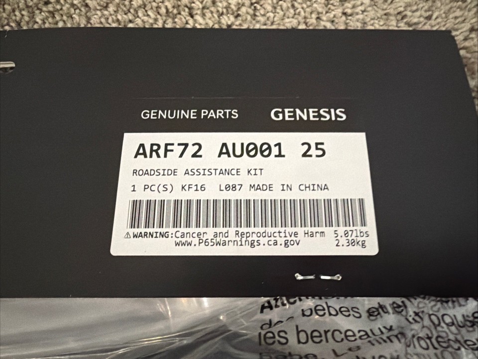 Genesis ARF72 AU001 25 Premium Roadside Assistance Emergency Kit New ...