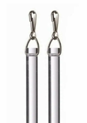 30" Clear Acrylic Drapery Baton / Wand 1/2" Thick - Stainless Steel ...