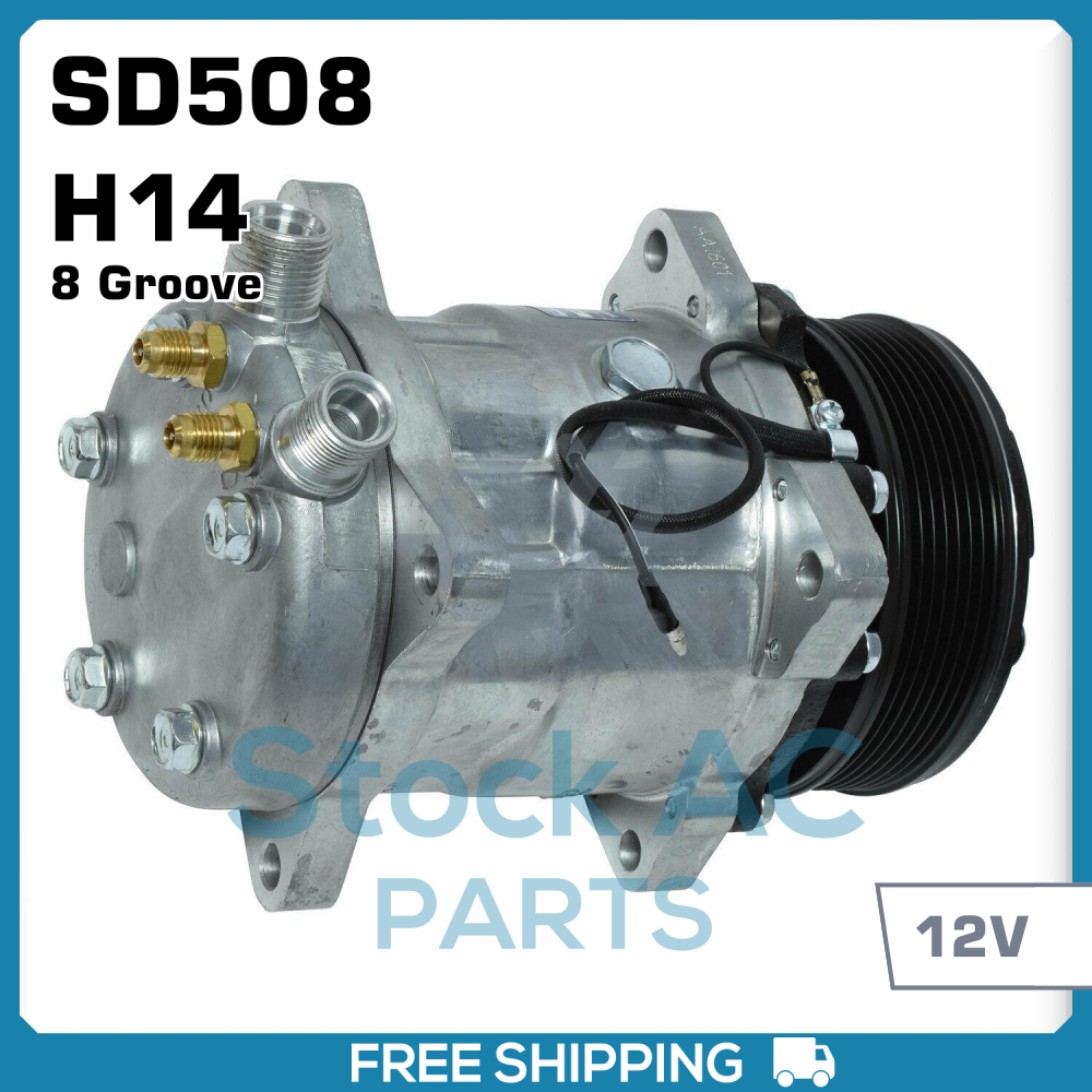 New A/C Compressor Sanden SD508 & H14 - 12V - 8 Groove Serpentin | eBay