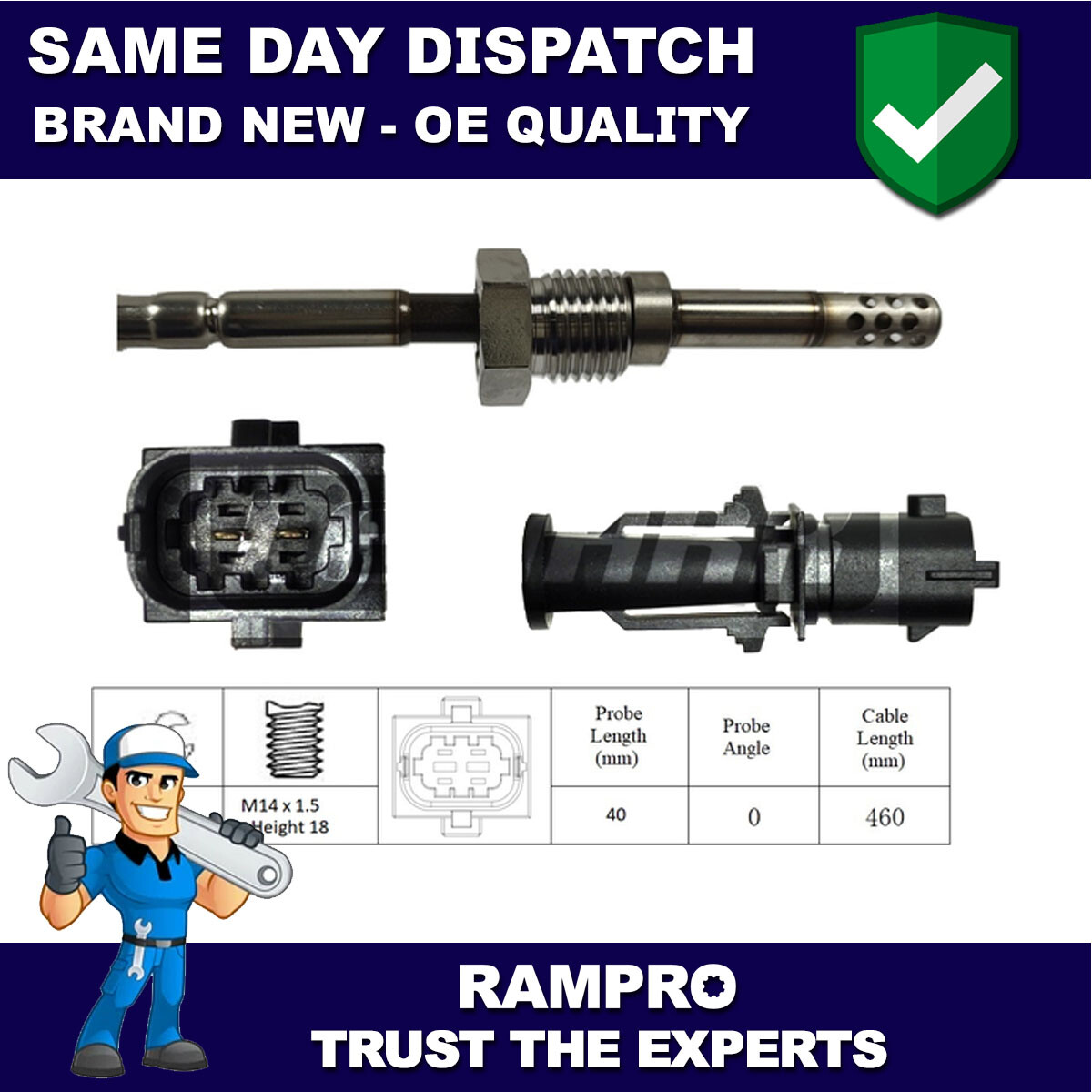 Fits Fiat Doblo 2005- 1.9 D 1.9 JTD Exhaust Gas Temperature Sensor ...