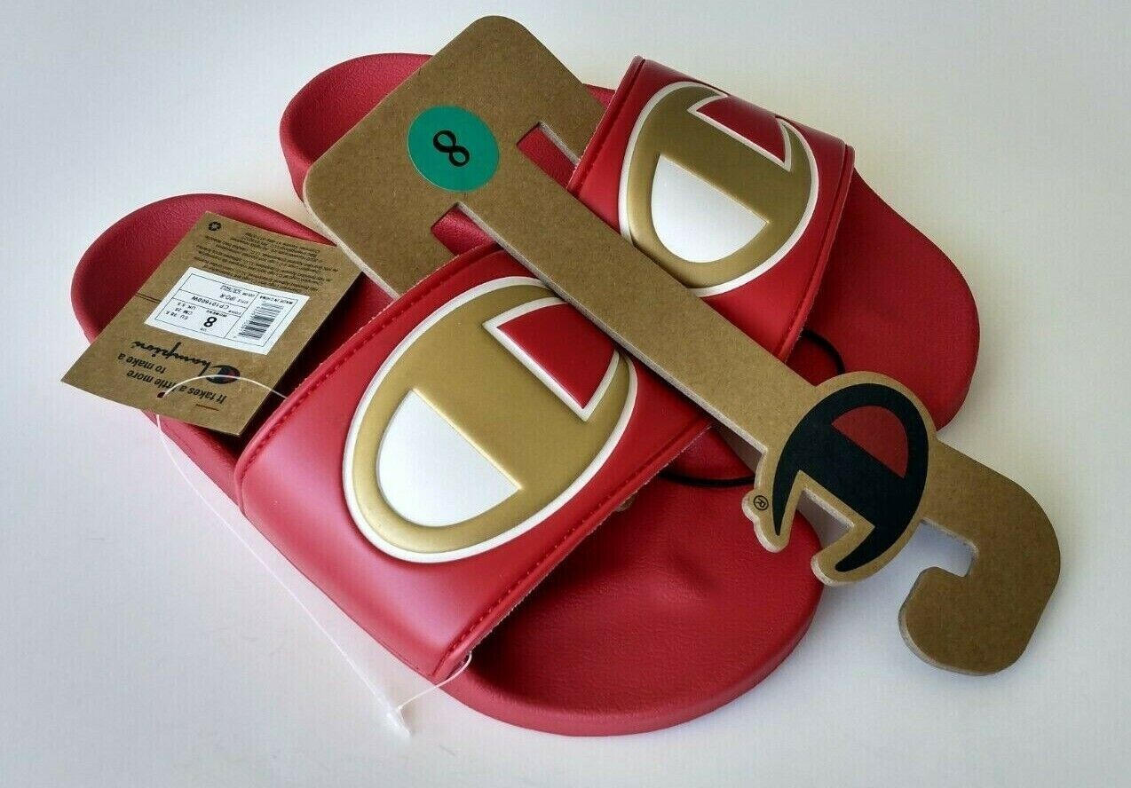Champion ~Slides Shoes Sandals~ Red Gold White woman size 6,7 and 8 ...