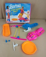 Vintage Barbie Winter Sports Playset 7419 Mattel 1991 Toy Snow Sledding ...