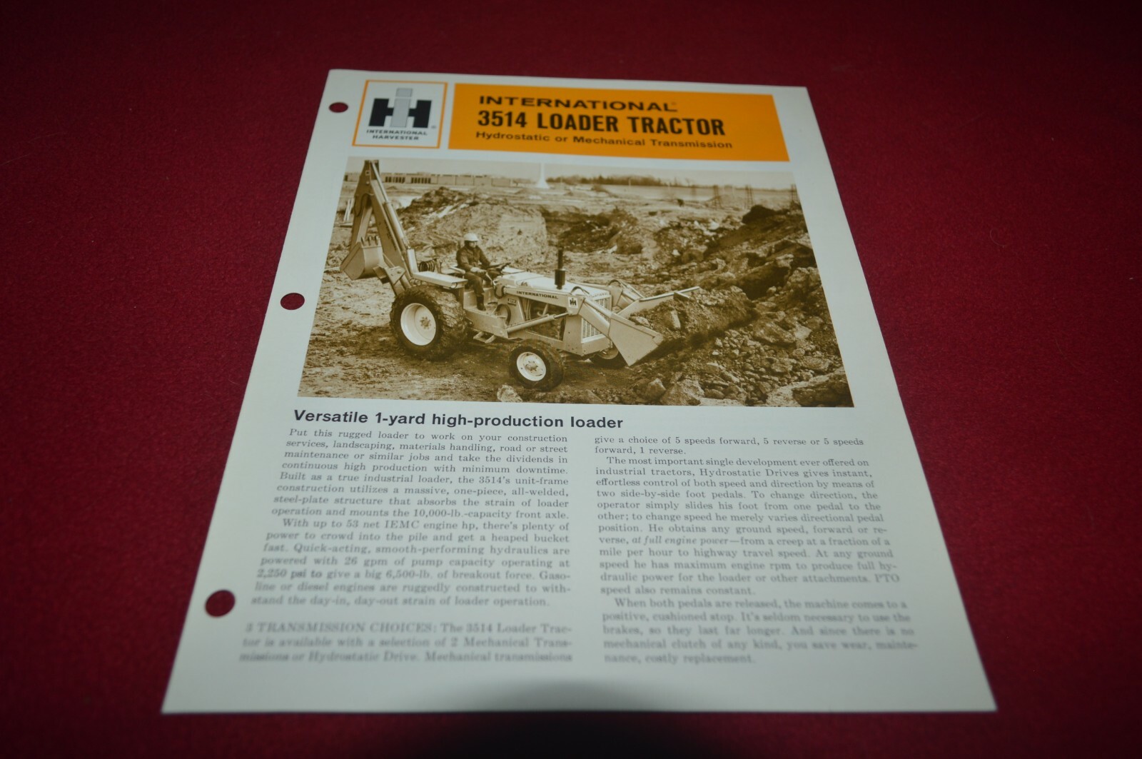 International Harvester 3514 Tractor Loader Dealer's Brochure TBPA | eBay