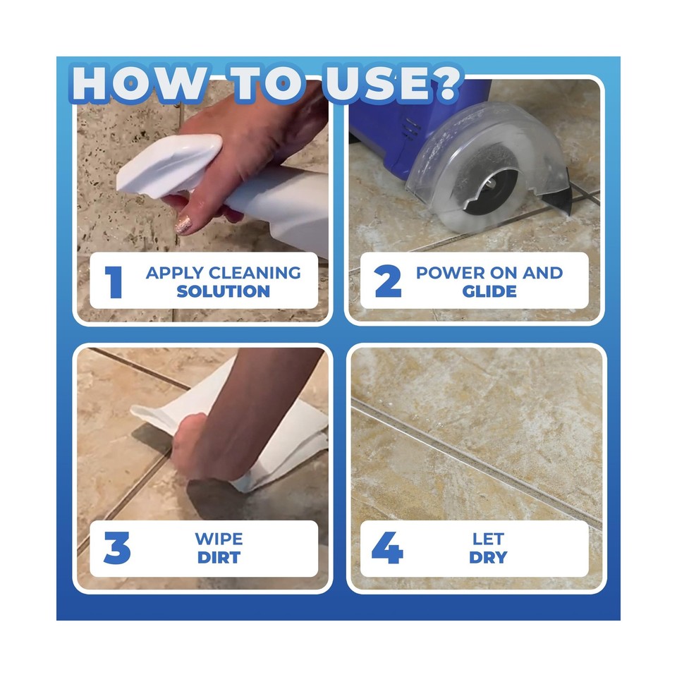 Electric Stand-Up Grout Cleaning Machine – Compact Lightweight Floor ...