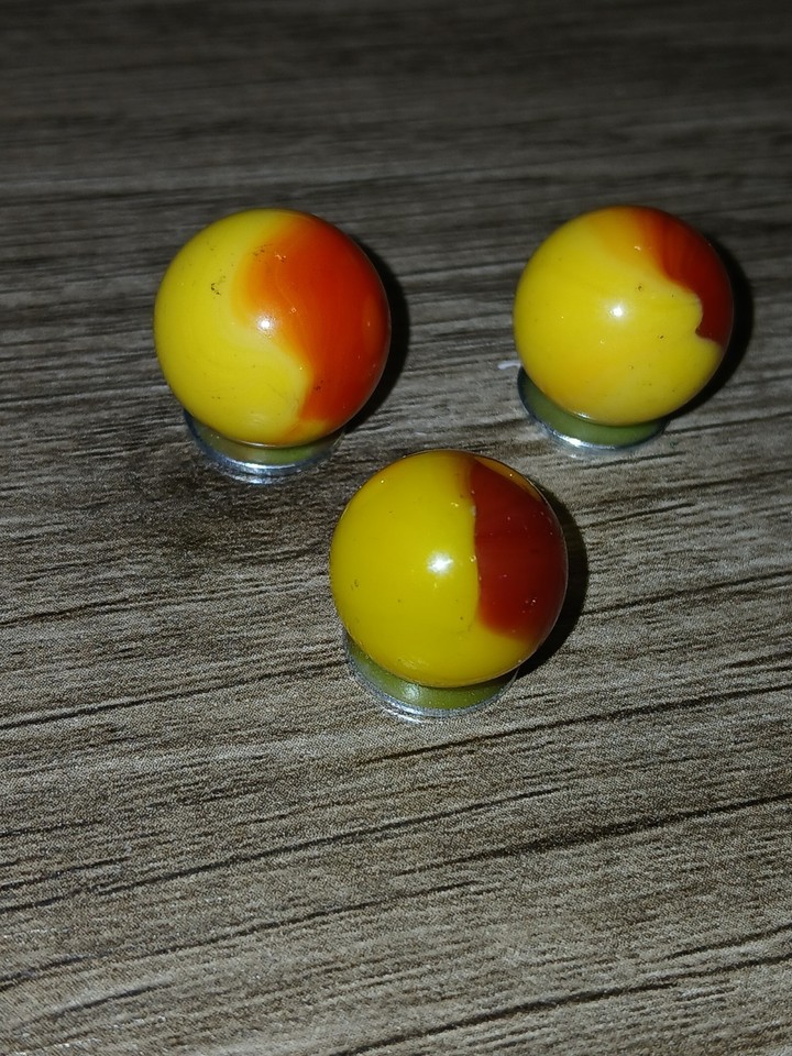 Peltier Peerless Patch Marble Red On Yellow X3 Vintage Marbles | eBay