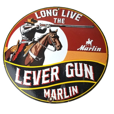 Vintage Marlin Firearms Sign - Long Live Lever Gun Advertise Gas ...