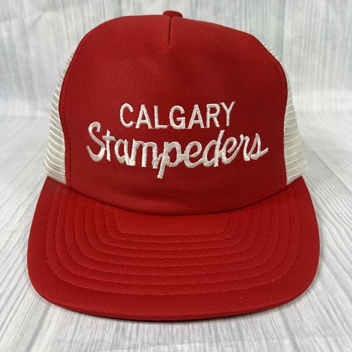 RARE NEW Vintage 80s Calgary Stampeders CFL Script Snapback Trucker Hat ...