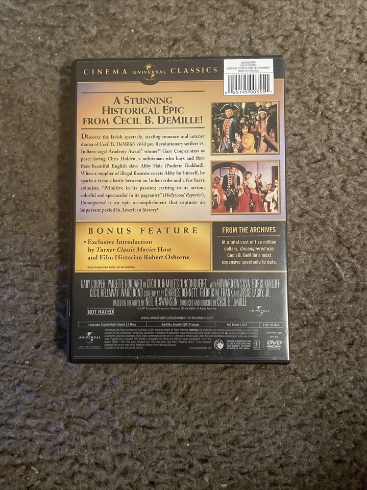 Unconquered (DVD, 1947/2007) Gary Cooper, Paulette Goddard Like New ...