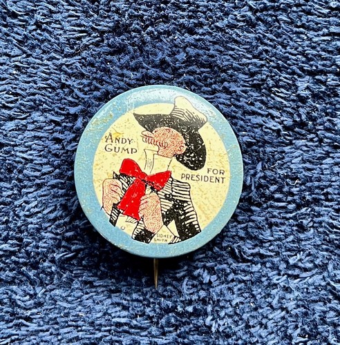 1930's/40's Andy Gump For President 1 1/8" Litho Pinback See Remarks ...