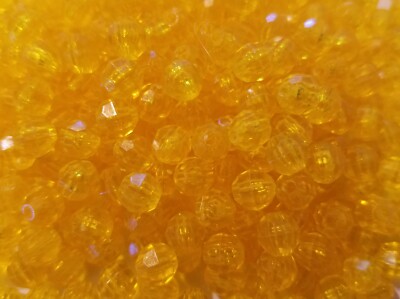 1,000 Pcs 6mm Transparent Yellow Round Crystal Faceted Plastic Craft ...