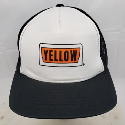 Vintage Yellow Freight Hat Logo Trucker Cap Blue Mesh Snapback USA OSFA ...