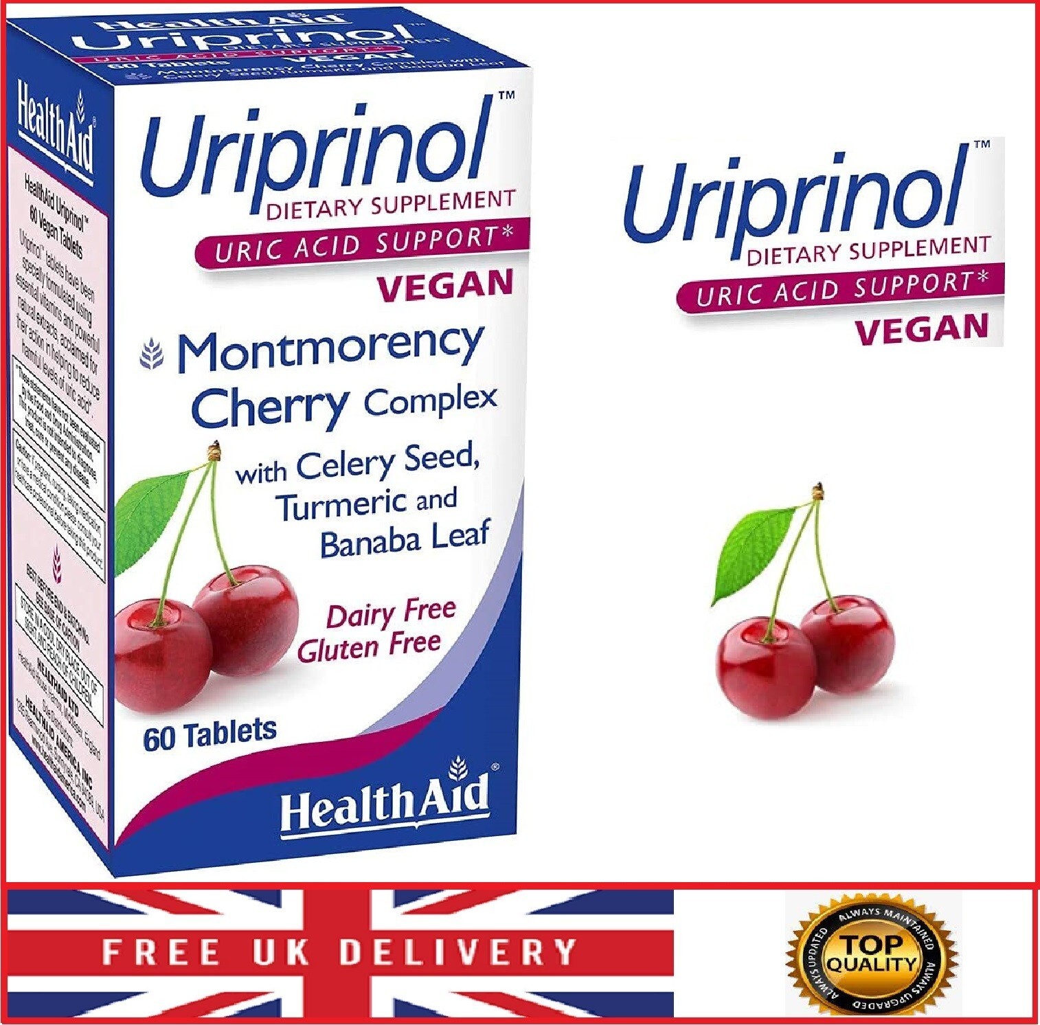 HealthAid Uriprinol Vegan 60 Tablets Help combat high uric acid in the ...