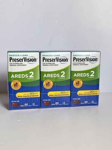 bausch Lomb Preservision AREDS 2 Formula - 3 Boxes, 180 Mini Soft Gels ...