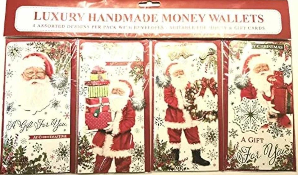 4 Pack Luxury Traditional 3D Christmas Money Wallets NEW Santa ...