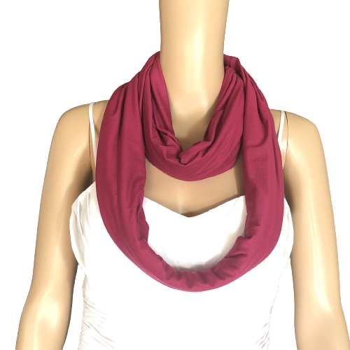 Dark Magenta Circle Scarf. Cotton Spandex Infinity Scarf. Handmade Loop ...