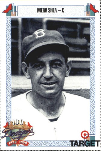 1990 Dodgers Target Baseball Brooklyn Dodgers Baseball #722 Merv Shea ...