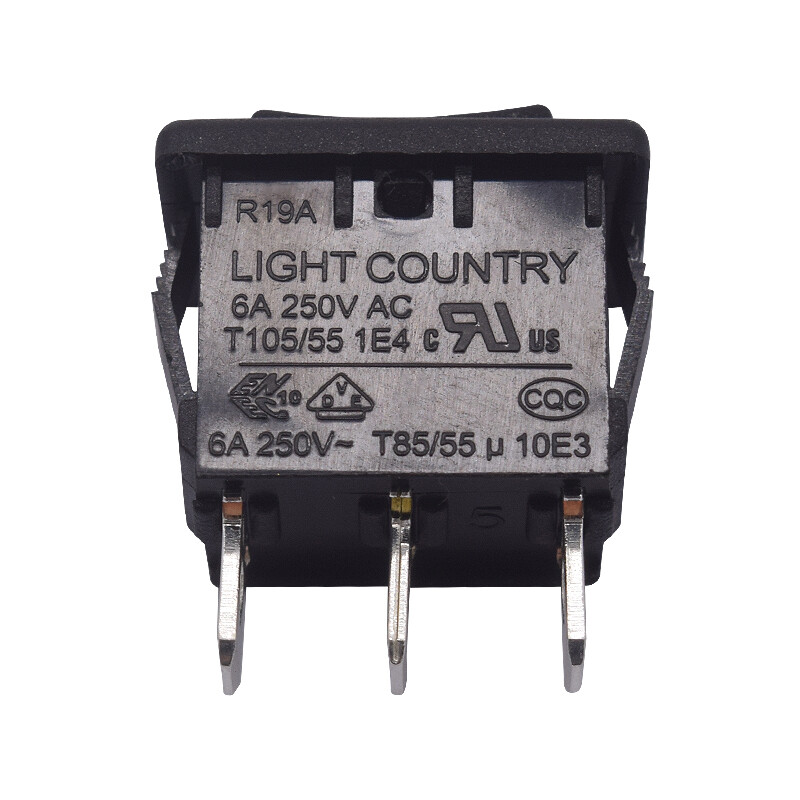 2pcs Rocker Switch LIGHT COUNTRY R19A 3 pins 3 positions 6A 250VAC T85 ...