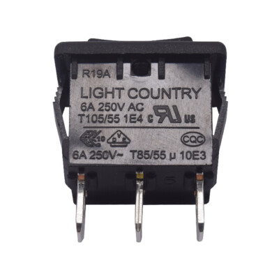 2pcs Rocker Switch LIGHT COUNTRY R19A 3 pins 3 positions 6A 250VAC T85 ...